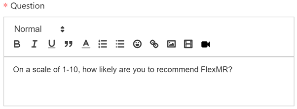 Net Promoter Score (NPS) questions in SurveyMR 2.0